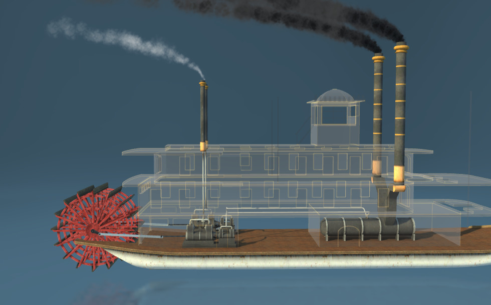 Steamboat on the Mississippi River - 3D scene - Mozaik Digital ...