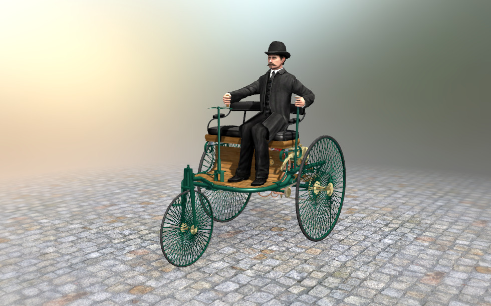 Patent-Motorwagen (Karl Benz, 1886) - 3D scene - Mozaik Digital ...