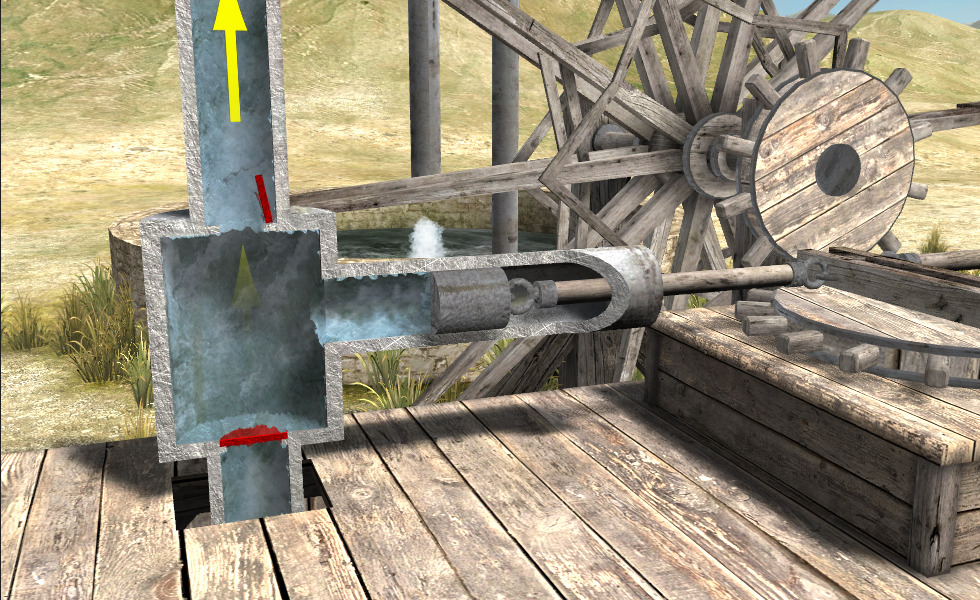 Medieval Arab water pump (Al-Jazari, 13th century) - 3D scene - Mozaik Digital Education and ...