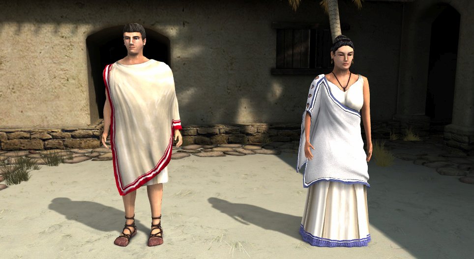 Ancient Athenian citizen with his wife - 3D scene - Mozaik Digital ...