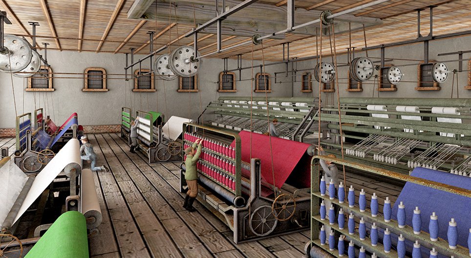 Textile factory (19th century) - 3D scene - Mozaik Digital Education ...