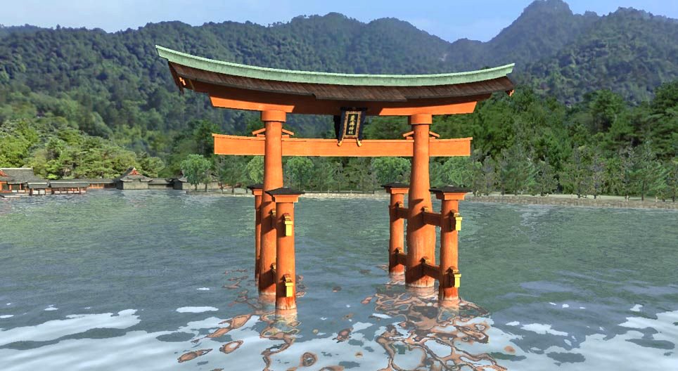 Torii (gateway) of the Itsukushima Shrine - 3D scene - Mozaik Digital ...