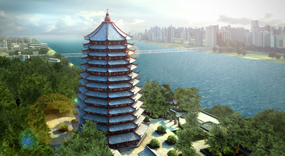 Liuhe Pagoda (Hangzhou, 12th century) - 3D scene - Mozaik Digital ...