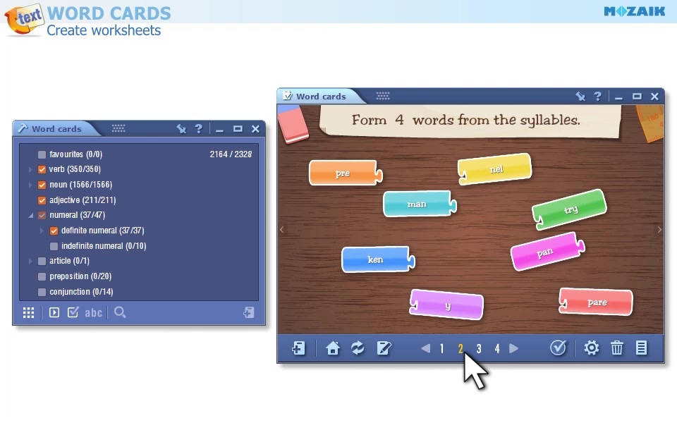 Word cards worksheet tutorial - video - Mozaik Digital Education and ...
