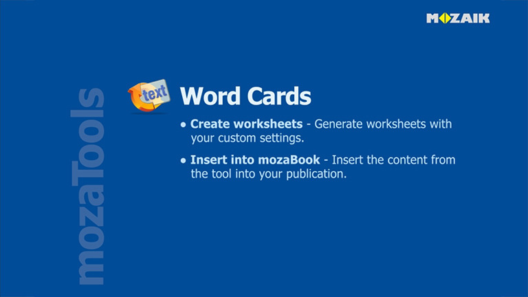 Word cards worksheet tutorial - video - Mozaik Digital Education and Learning