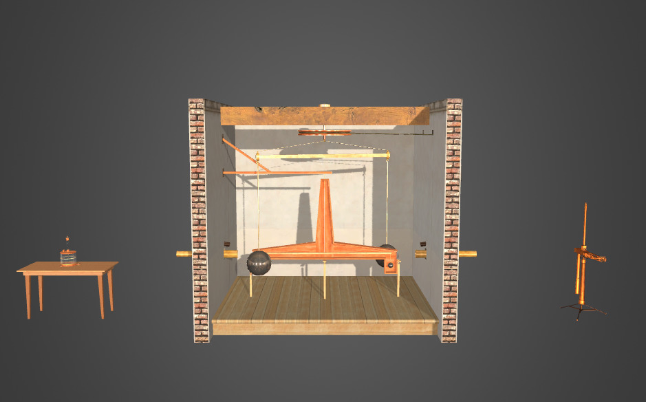 Balanzas de torsión - escena en 3D - Educación digital y aprendizaje Mozaik