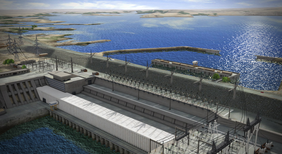 Aswan Dam - escena en 3D - Educación digital y aprendizaje Mozaik