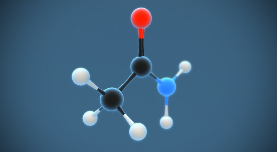 Acetamida (etano amida) (C₂H₅NO) - Escena en 3D - Educación Digital Mozaik
