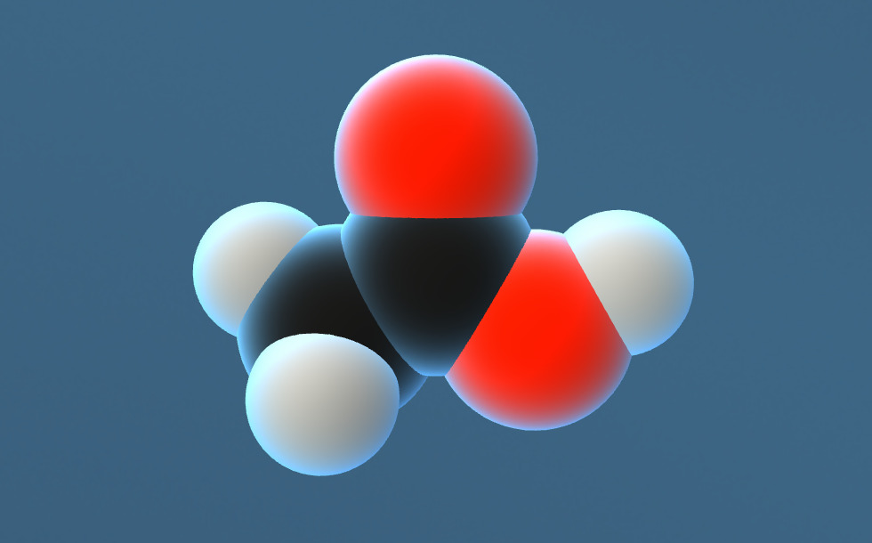 Ácido acético (ácido etanoico) (CH₃COOH) - escena en 3D - Educación ...