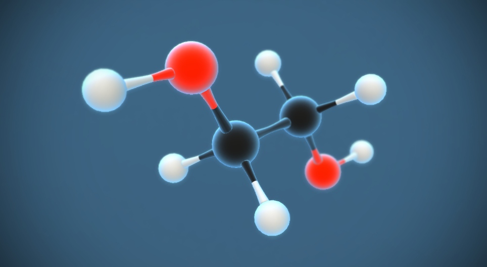 Etilenglicol (1,2-etanodiol) (C₂H₆O₂) - escena en 3D - Educación ...