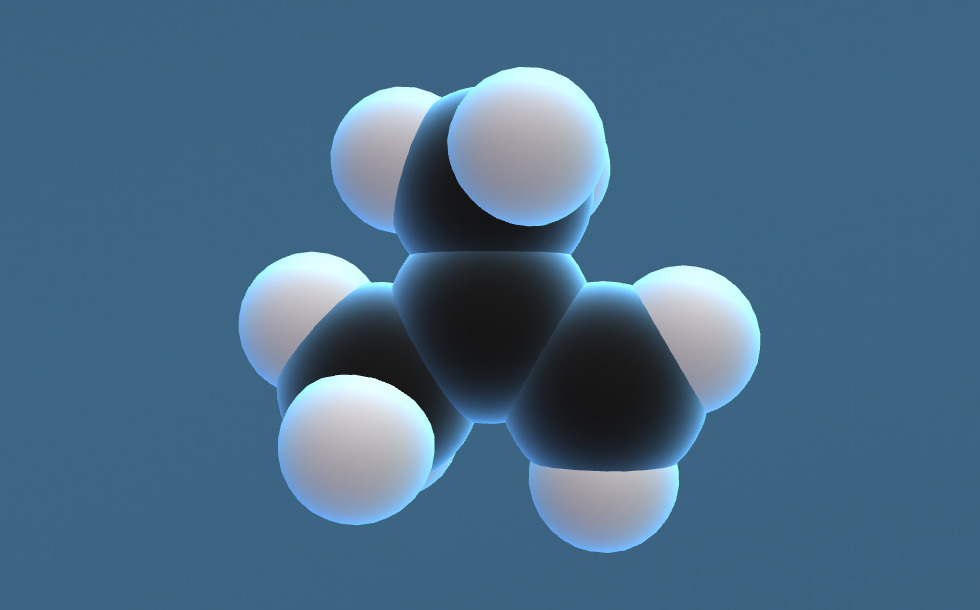 2-metilpropeno (isobutileno) (C₄H₈) - escena en 3D - Educación digital ...