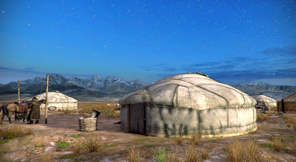 Mongolian yurt - escena en 3D - Educación digital y aprendizaje Mozaik