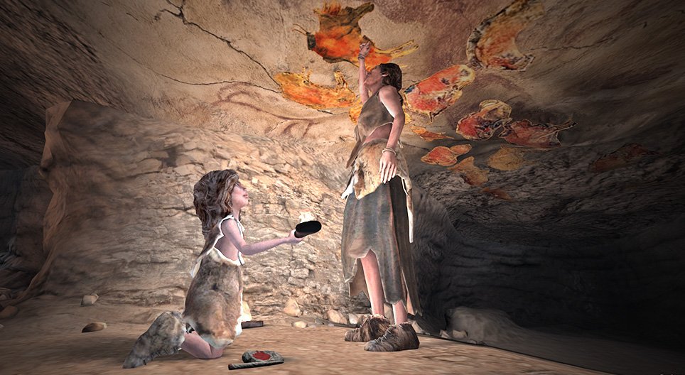 Cueva de Altamira - escena en 3D - Educación digital y aprendizaje Mozaik