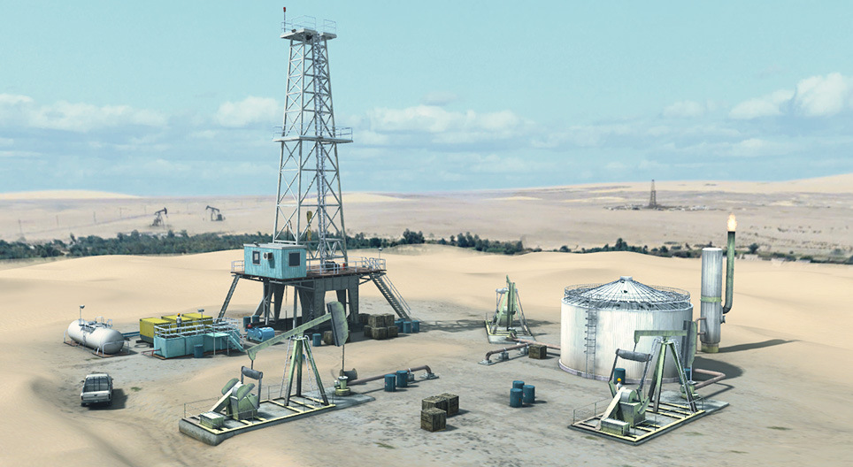 Operation of oil wells - صحنه سه‌بعدی - آموزش ویادگیری دیجیتالی موزاییک