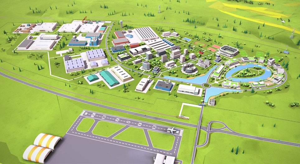 Zone industrielle - scène 3D - Enseignement et apprentissage numériques ...