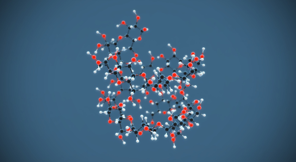 Amylose ((C₆H₁₀O₅)n) - scène 3D - Enseignement et apprentissage ...