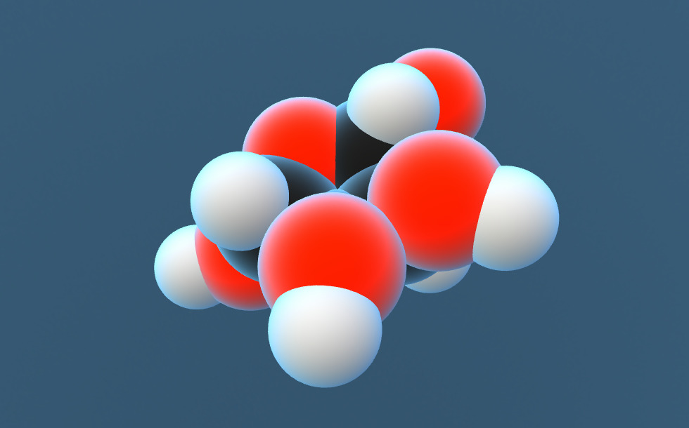 Beta-D-ribose (C₅H₁₀O₅) - scène 3D - Enseignement et apprentissage ...