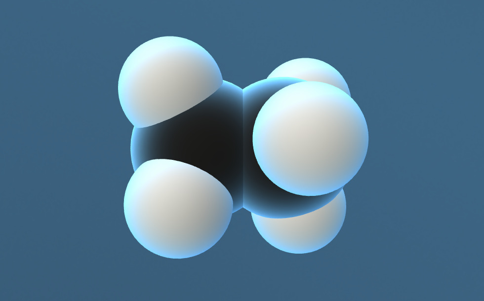 Ethane (C₂H₆) - scène 3D - Enseignement et apprentissage numériques Mozaik