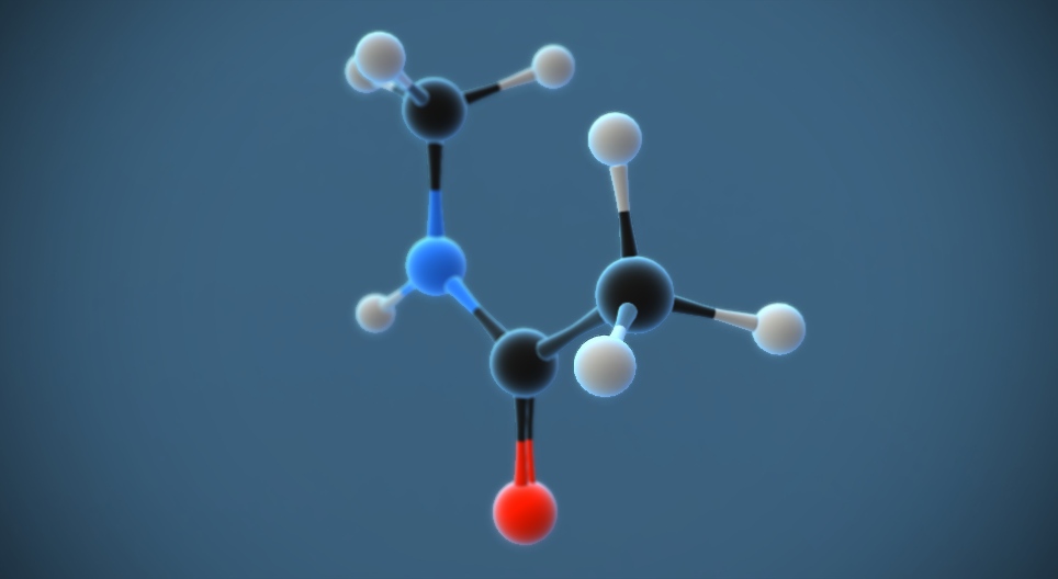 N-méthyléthanamide (C₃H₇NO) - scène 3D - Enseignement et apprentissage ...