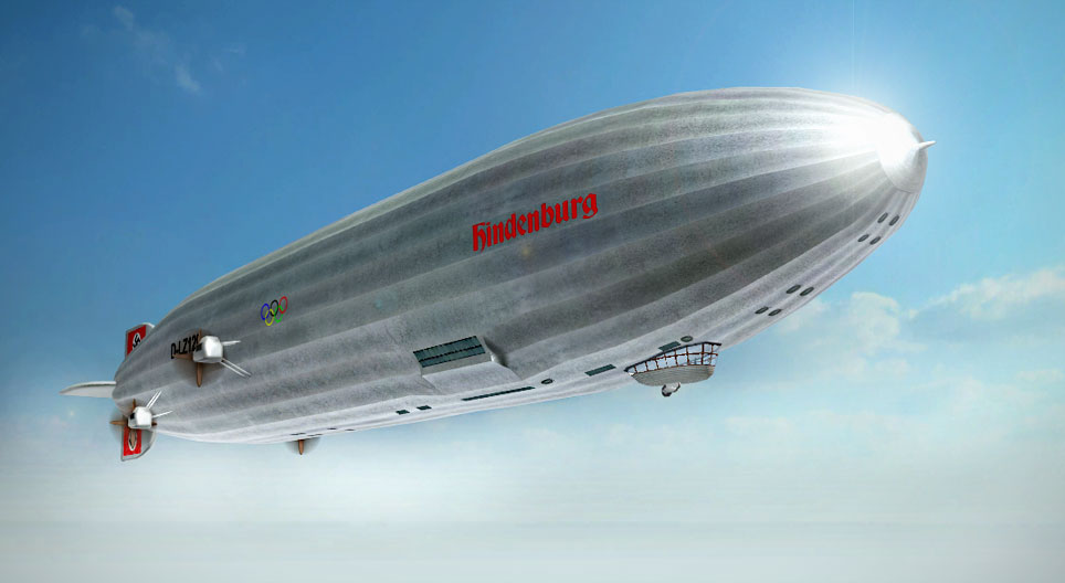 Ballon dirigeable Zeppelin, LZ 129 Hindenburg - scène 3D - Enseignement ...