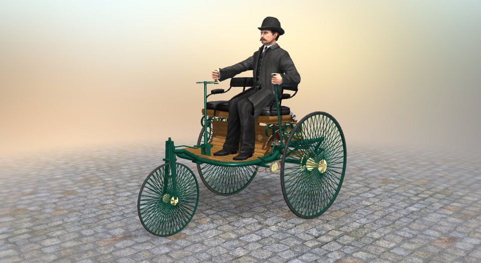 Patent-Motorwagen (Karl Benz, 1886) - scène 3D - Enseignement et ...