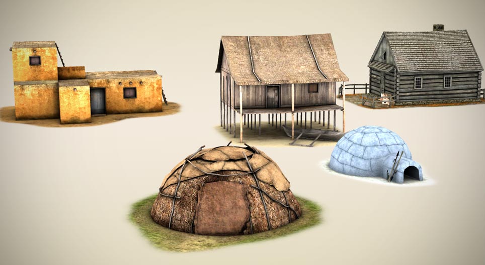 Les types d'habitations typiques - scène 3D - Enseignement et ...