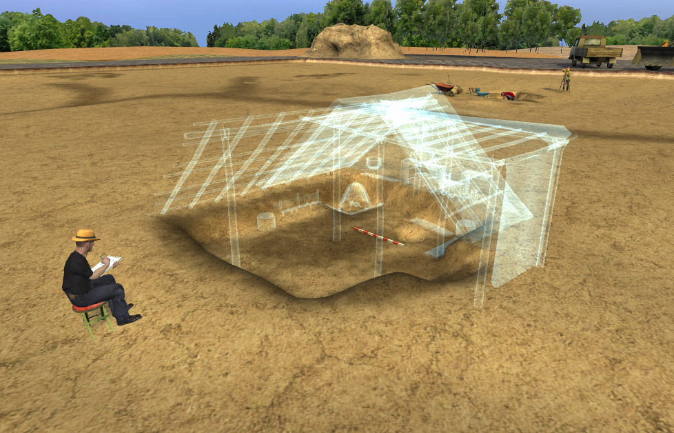 Fouilles archéologiques (maison semi-souterraine) - scène 3D ...