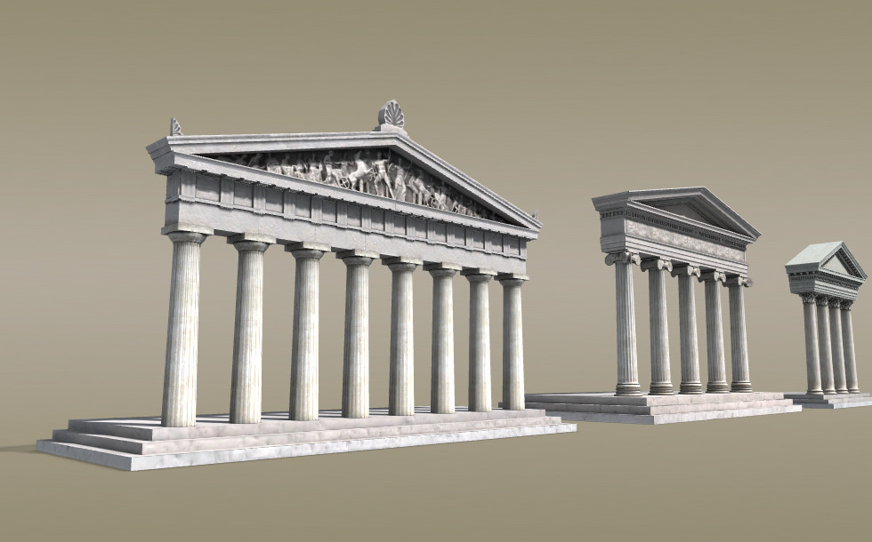 Types de colonnes de la Grèce antique - scène 3D - Enseignement et ...