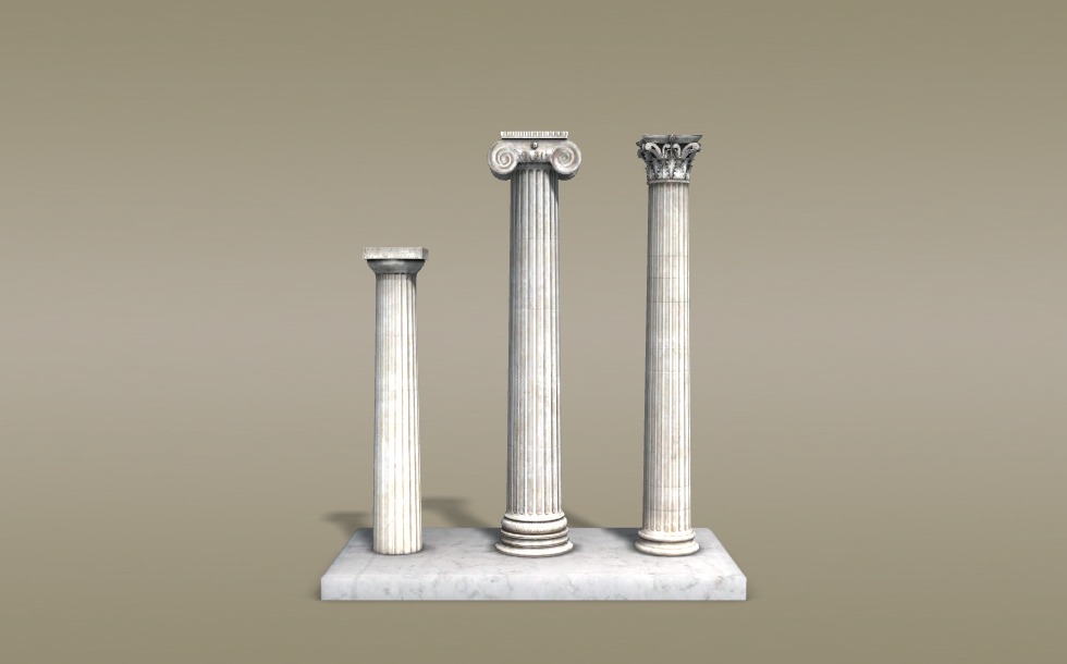 Types de colonnes de la Grèce antique - scène 3D - Enseignement et ...
