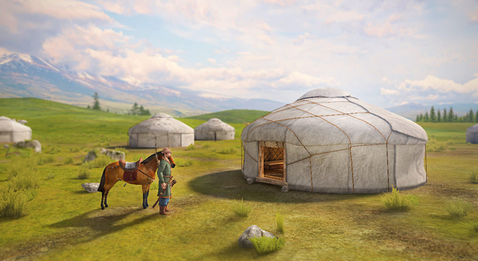 Jurta - 3D-modell - Mozaik digitális oktatás és tanulás