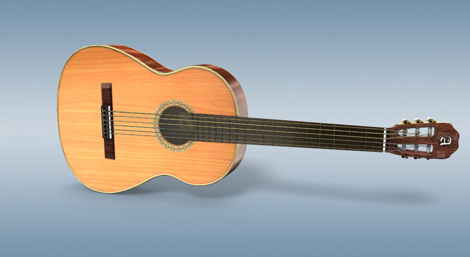 Chitarra - scena 3D - Insegnamento e apprendimento digitale Mozaik