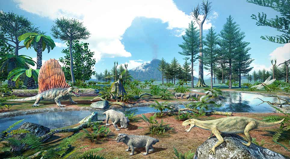 Permian flora and fauna - 3D scene - Mozaik Digital Education and Learning