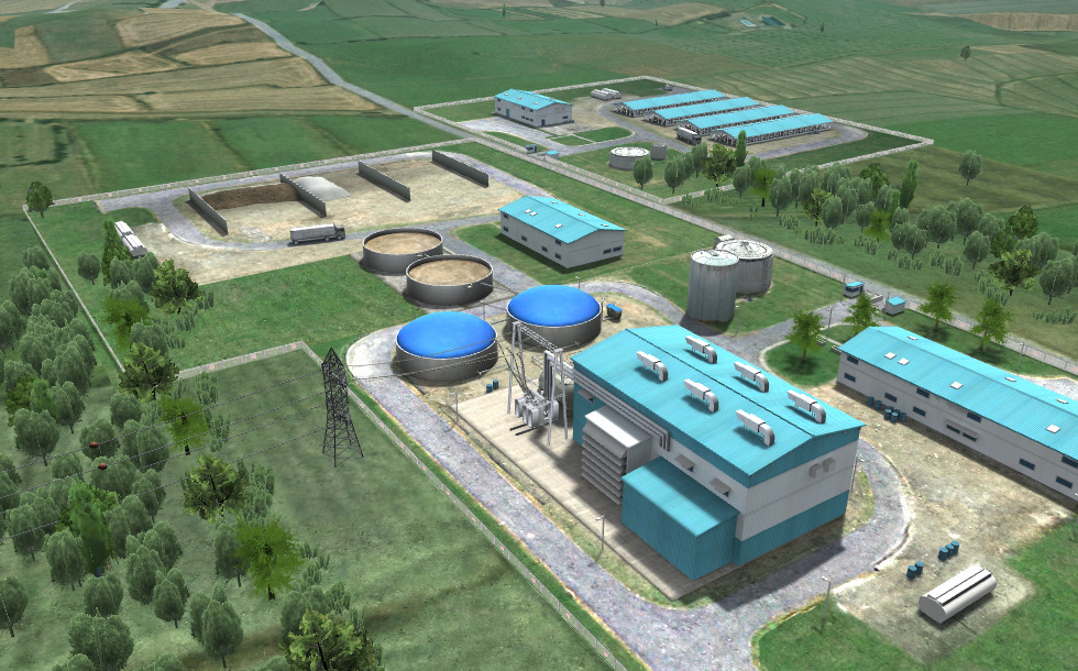 Biogas power plant - 3D scene - Mozaik Digital Education and Learning