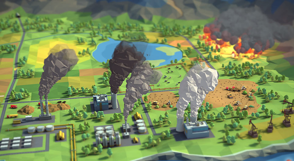 Air pollution - 3D scene - Mozaik Digital Education and Learning