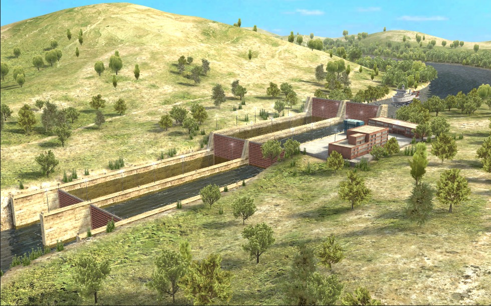 Operation of river locks - 3D scene - Mozaik Digital Education and Learning