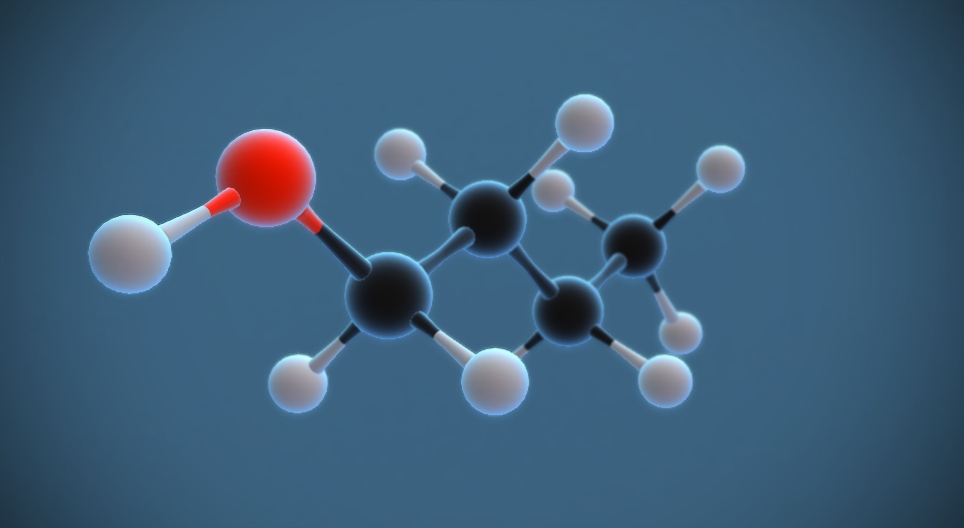 1-butanol (C₄H₁₀O) - 3D scene - Mozaik Digital Education and Learning