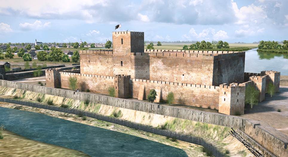 Gothic brick castle (Gyula, Hungary) - 3D scene - Mozaik Digital Learning