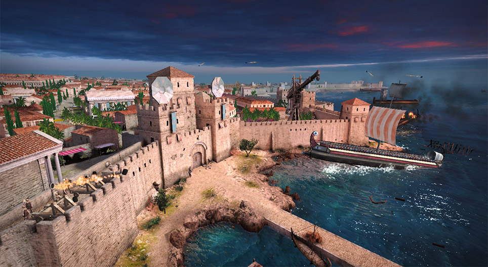 Archimedes’s military inventions (Siracuse, 3rd century BC) - 3D scene ...