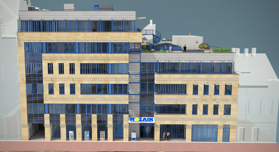 Modern office building - 3D scene - Mozaik Digital Education and Learning