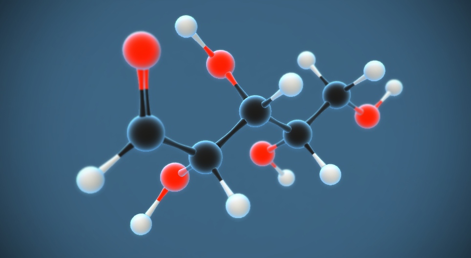 D-ribose (C₅H₁₀O₅) - 3D-scène - Mozaik Digital Education and Learning