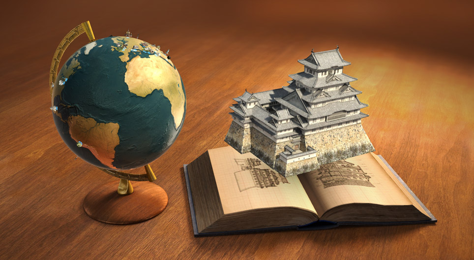 Legendarische bouwwerken - 3D-scène - Mozaik Digital Education and Learning