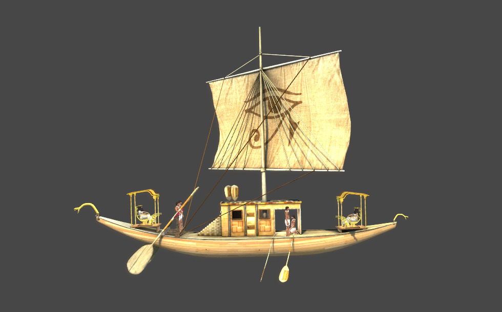 Oude Egyptische zeilboot - 3D-scène - Mozaik Digital Education and Learning