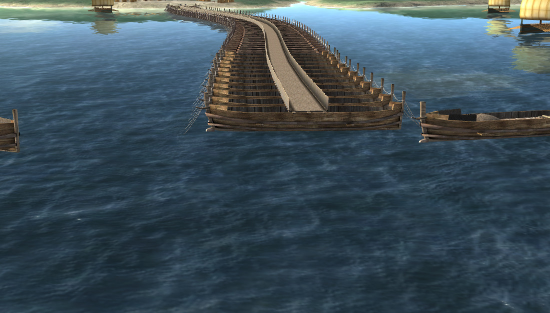 Perzische pontonbrug (5e eeuw v.Chr.) - 3D-scène - Mozaik Digital ...