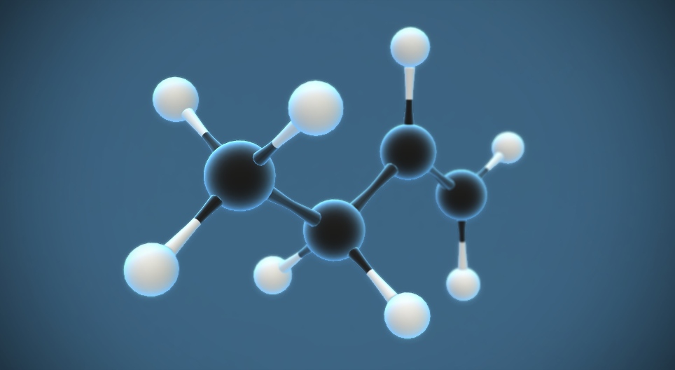1,3-butadien (C₄H₆) - 3D-scene - Mozaik Digital utdannelse og læring