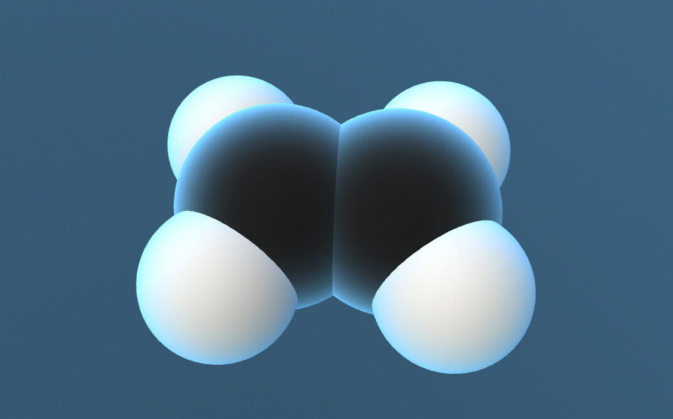 Eteno (etileno) (C₂H₄) - Cena 3D - Ensino e aprendizagem digitais Mozaik