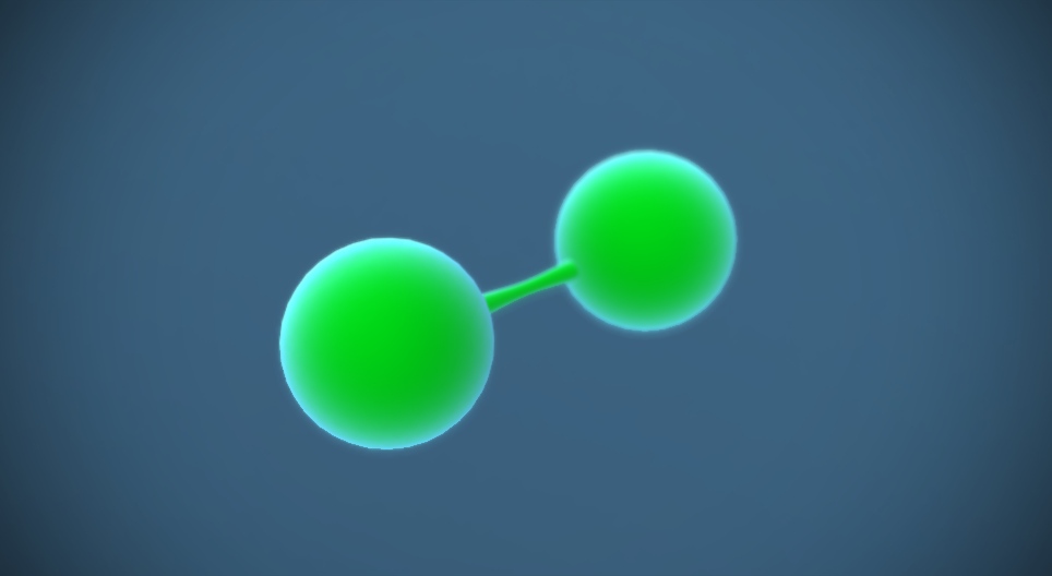 Cloro (Cl₂) - Cena 3D - Educação e Aprendizagem Digital Mozaik