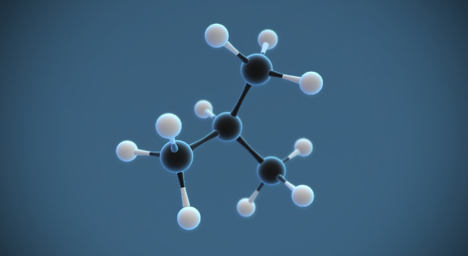 2-metilpropan (C₄H₁₀) - Animație 3D - Predare și învățare Digitală Mozaik