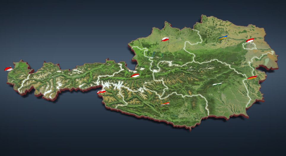 Administrativna karta Austrije - 3D model - Mozaik digitalno ...