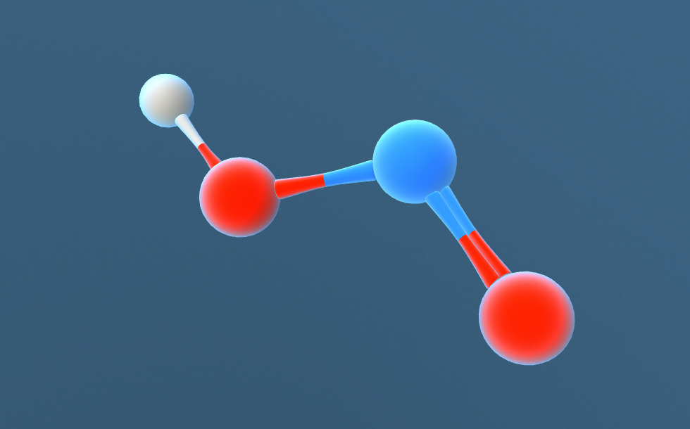 Azotasta kiselina (HNO₂) - 3D model - Mozaik digitalno obrazovanje i učenje