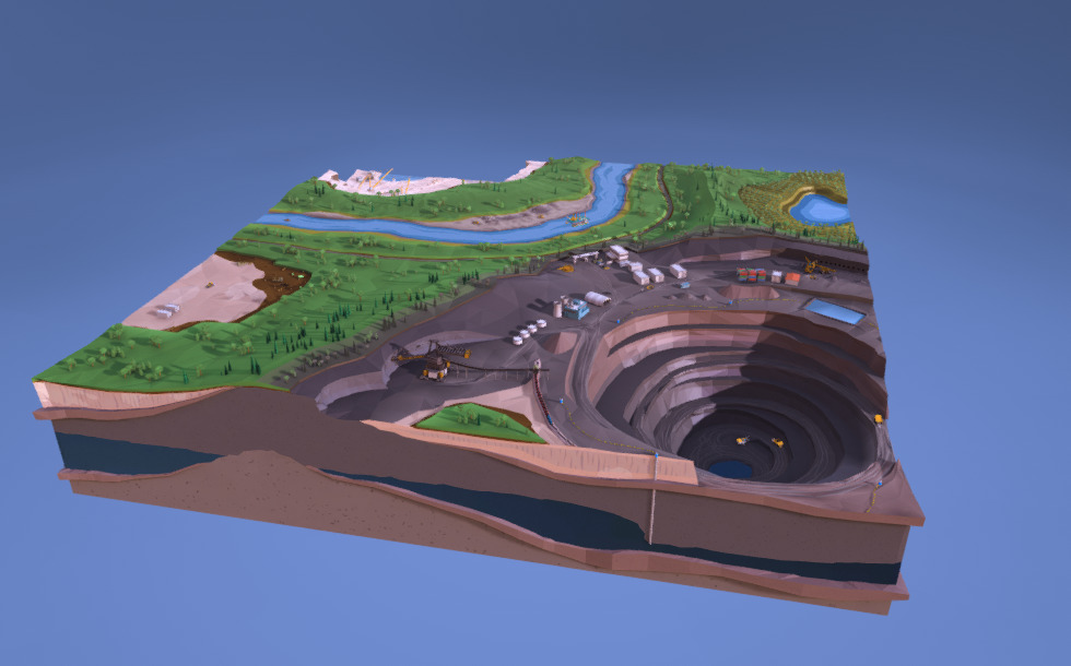 Open-cast mine - Cảnh 3D - Giáo dục và học tập kỹ thuật số Mozaik